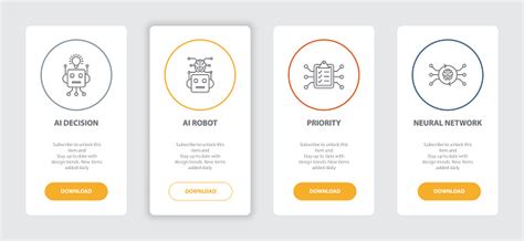 인공 지능 4 웹 페이지 배너 라인 개념 템플릿 Ai 결정 Ai 로봇 우선 순위 신경망 아이콘 최신 웹 Ui 디자인 개념 0명에 대한 스톡 벡터 아트 및 기타 이미지