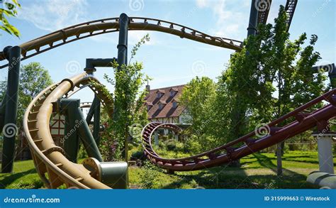 Coloured Roller Coaster Tracks Of Coasters In The Tripsdrill Theme