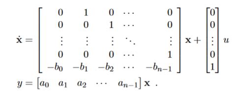 Linear Algebra State Space Realization Of Transfer Function — Controllable Canonical Form
