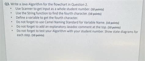 Solved Q3 Write A Java Algorithm For The Flowchart In
