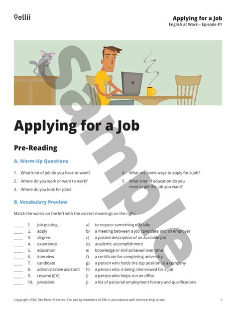 Applying For A Job Ellii Formerly Esl Library Pdf