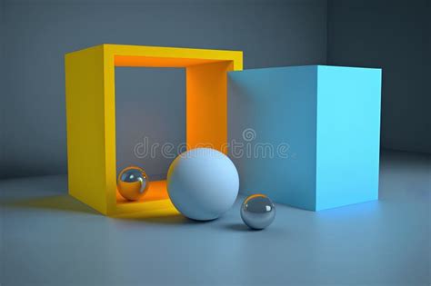 3d Render Of Abstract Geometric Forms Minimal Scene With Geometrical Figures Stock Illustration