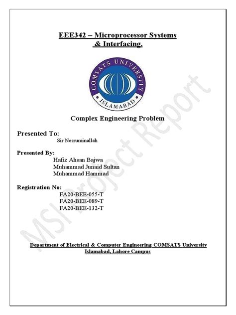 Msi Cep Lab Project Report Final Version Report Pdf Electric