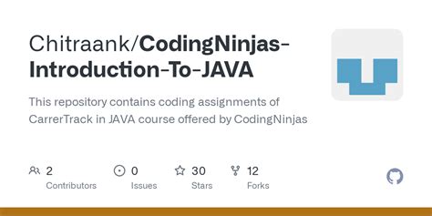 Github Chitraankcodingninjas Introduction To Java This Repository Contains Coding
