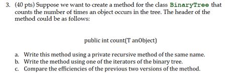 Solved 40 Pts Suppose We Want To Create A Method For The