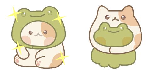 Cute Cat And Frog In Hat Animated Cursor Cute Cursors Sweezy
