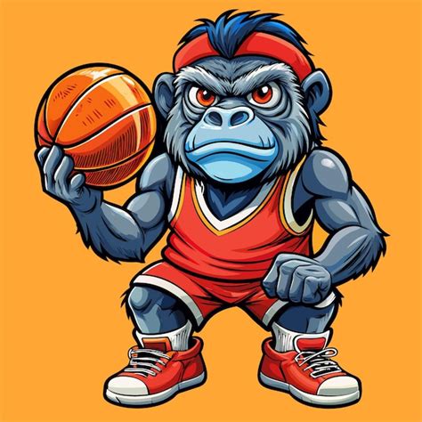 Premium Vector A Drawing Of A Gorilla Holding A Basketball