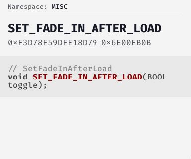 SetFadeInAfterLoad FiveM Natives Cfx Re Docs