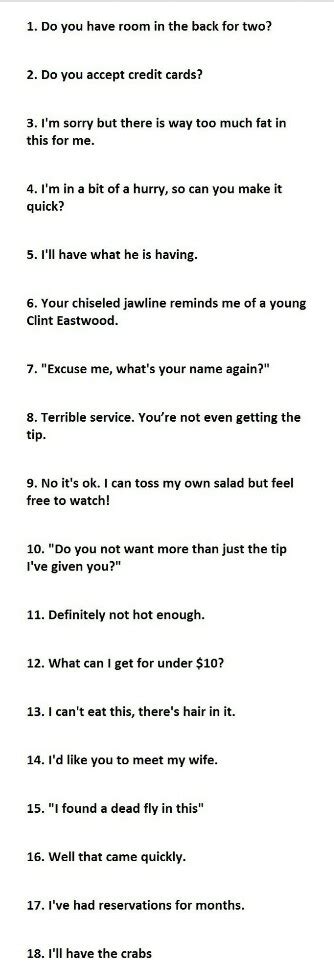 Things You Can Say To Your Waiter Not Your Gf Imgur