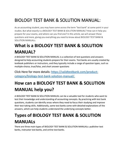 Verified Biology Test Bank And Solution Manual 2023 By Validtestban