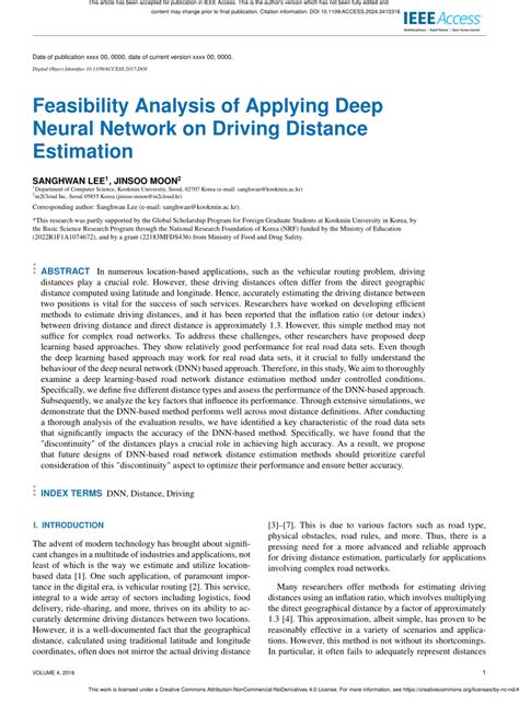Pdf Feasibility Analysis Of Applying Deep Neural Network On Driving Distance Estimation