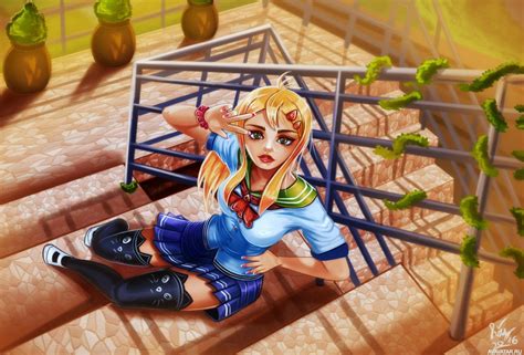 Девушка аниме со светлыми волосами и голубыми глазами Скачать фото на аву девушки блондинки