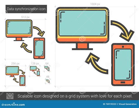 Data Synchronization Line Icon Stock Vector Illustration Of Computer Electronics 76919333
