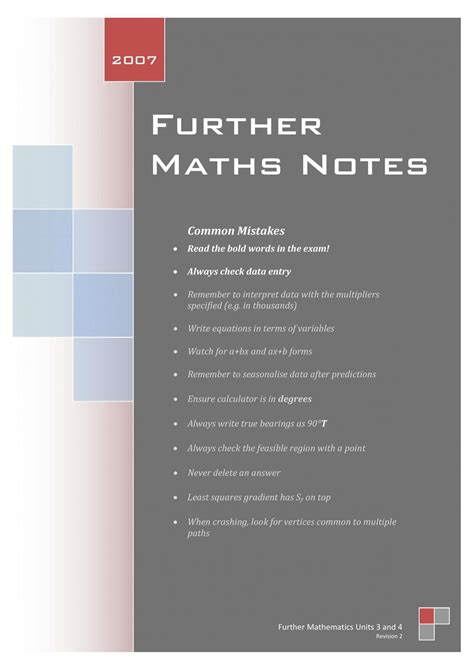 Further Mathematics Notes Further Mathematics Year 12 Vce Thinkswap