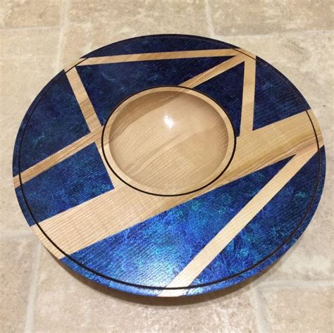 Delightful Ash Platter With Blue Center Bowl