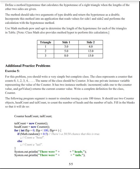 Solved Define A Method Hypotenuse That Calculates The Chegg