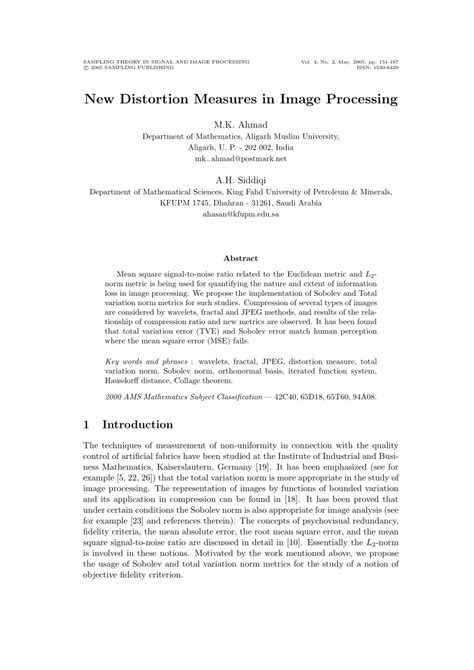 Pdf New Distortion Measures In Image Processing