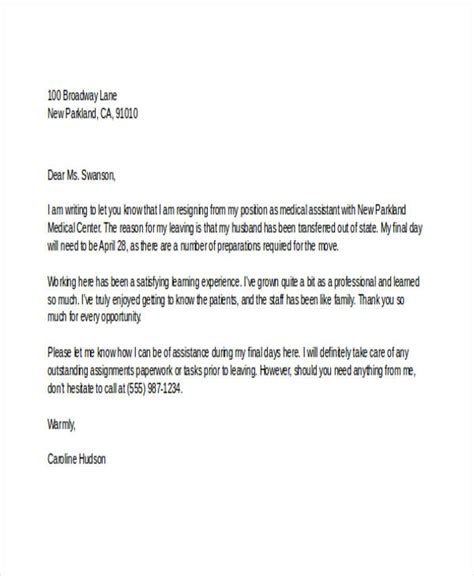 12 Sample Medical Resignation Letters In Pdf Ms Word Apple Pages