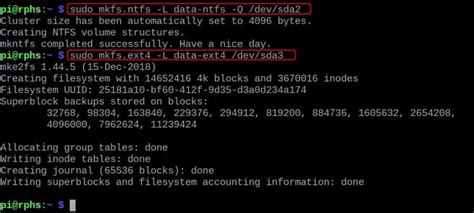 partition and format raspberry pi hard drives guide