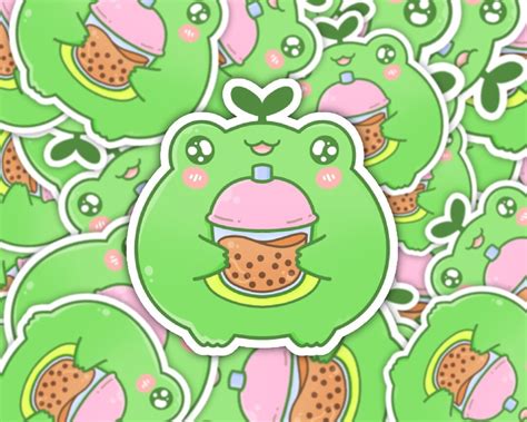 Frog Waterproof Vinyl Sticker Waterproof Sticker Frog Sticker Frog Lover Cute Frog Boba