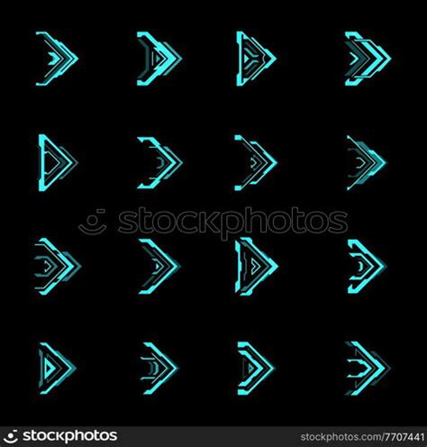 Hud Futuristic Arrows And Navigation Pointers Vector Interface Sci Fi And Cyberpunk Games Blue