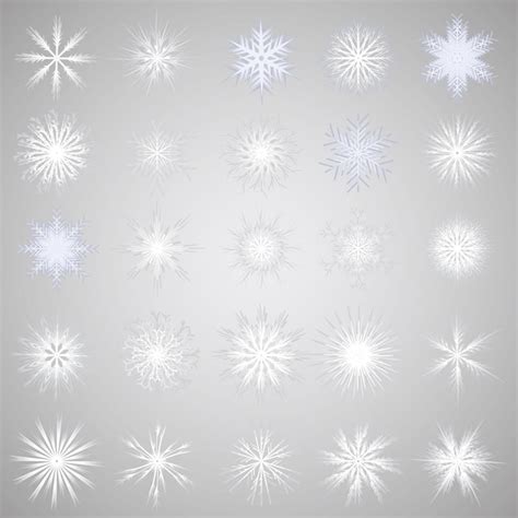 하얀 눈송이의 벡터 고립 된 세트 프리미엄 벡터