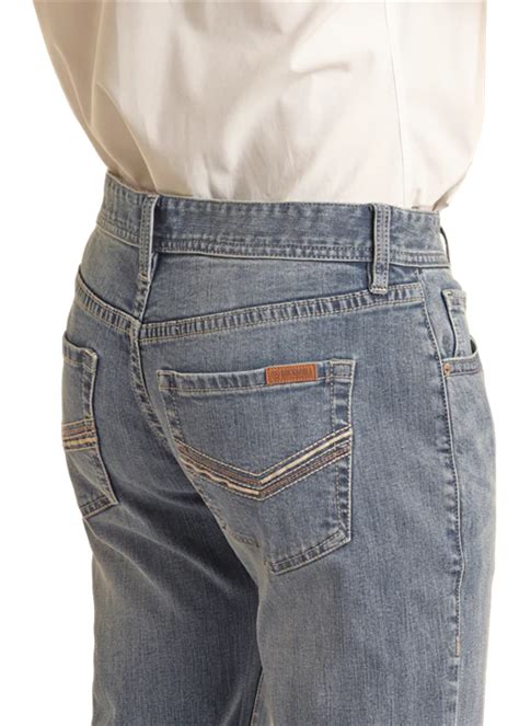 Rock And Roll Denim Mens Vintage 46 Regular Fit V Embroidered Stackabl