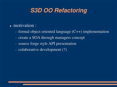 Ppt S3d Software Object Oriented Refactoring Powerpoint Presentation