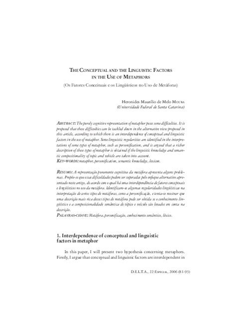 Pdf The Conceptual And The Linguistic Factors In The Use Of Metaphors