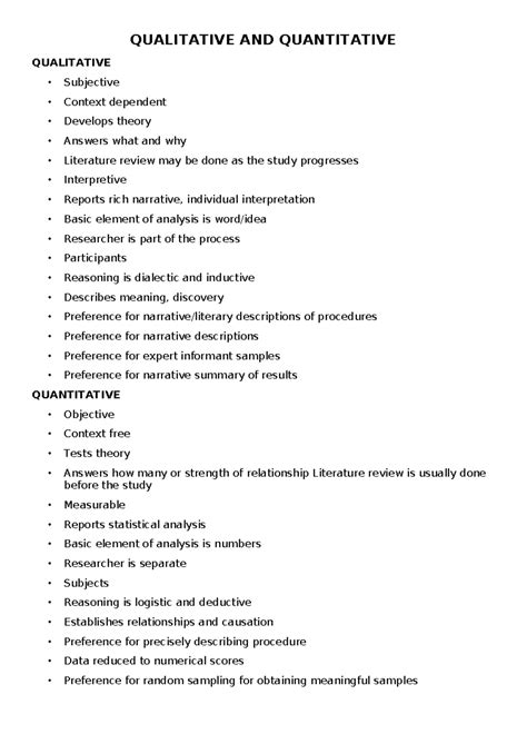 Qualitative And Quantitative Qualitative And Quantitative Qualitative • Subjective • Context