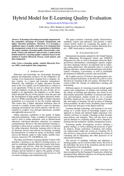 Pdf Hybrid Model For E Learning Quality Evaluation