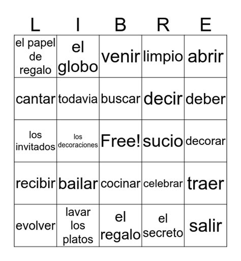 Vocab Bingo Card