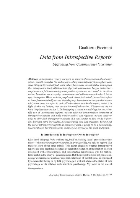 Pdf Data From Introspective Reports Upgrading From Common Sense To
