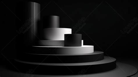 3d 기하학적 제품 디스플레이 어두운 배경에 눈에 띄는 흑백 렌더링 3d 배경 기하학 배경 레이 배경 이미지 Hd 3d
