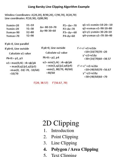 Liang Barsky Line Clipping Algorithm Example Pdf Algorithms Computing