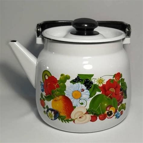 Чайник эмалированный для всех видов плит ретро чайник для плиты 3 5 литра расцветка Фруктовый