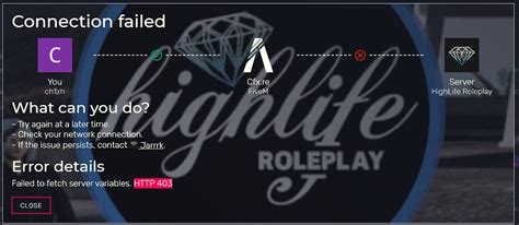 failed to fetch server variables 403 fivem client support cfx re community