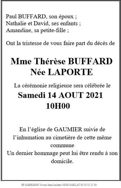 Mme Thérèse Buffard Florimont Gaumier Site Officiel