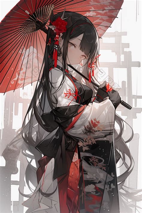 女孩撑伞插画png下载 包图网