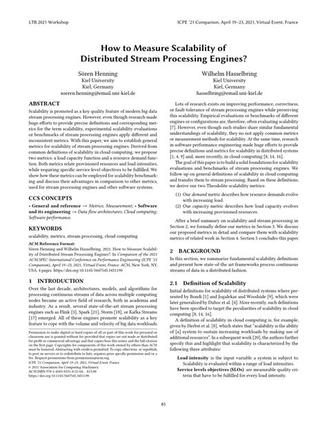 Pdf How To Measure Scalability Of Distributed Stream Processing Engines