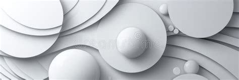 Abstract White And Gray Color Modern Design Stripes Background With Geometric Round Shape Stock