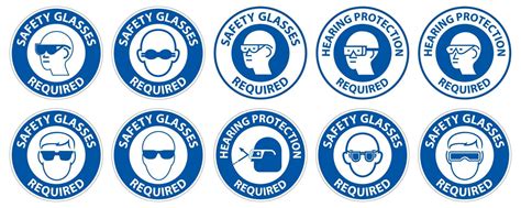Label Floor Sign Safety Glasses Required 18840721 Vector Art At Vecteezy