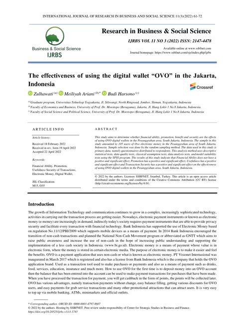 Pdf The Effectiveness Of Using The Digital Wallet Ovo In The Jakarta Indonesia