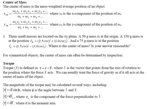 Solved Center Of Mass The Center Of Mass Is The Chegg