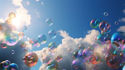 Premium Ai Image A Blue Sky With Bubbles Floating In The Air