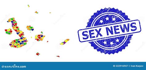 Sex News Grunge Stamp And Colored Lovely Mosaic Map Of Galapagos Islands For LGBT Stock Vector