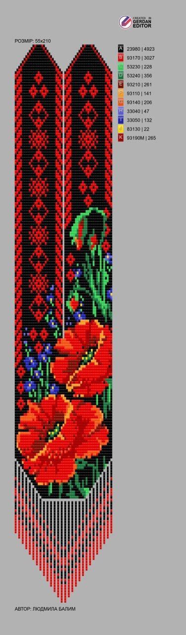 Photo Beaded Poppy Pattern Chart Poppy Flower Bead Pattern Beaded