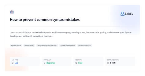 How To Prevent Common Syntax Mistakes Labex
