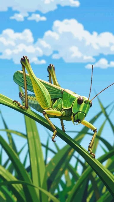 Free Grasshopper Leaps Skyward Image Grasshopper Insect Pixel