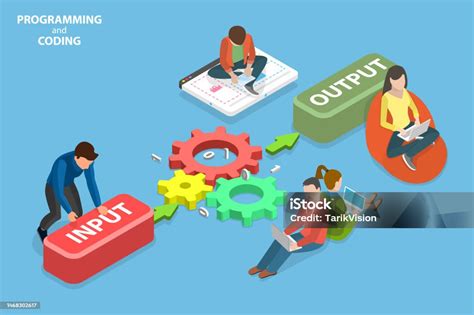 3d 아이소메트릭 플랫 벡터 프로그래밍 및 코딩의 개념적 그림 3차원 형태에 대한 스톡 벡터 아트 및 기타 이미지 3차원 형태 개념 과학 Istock
